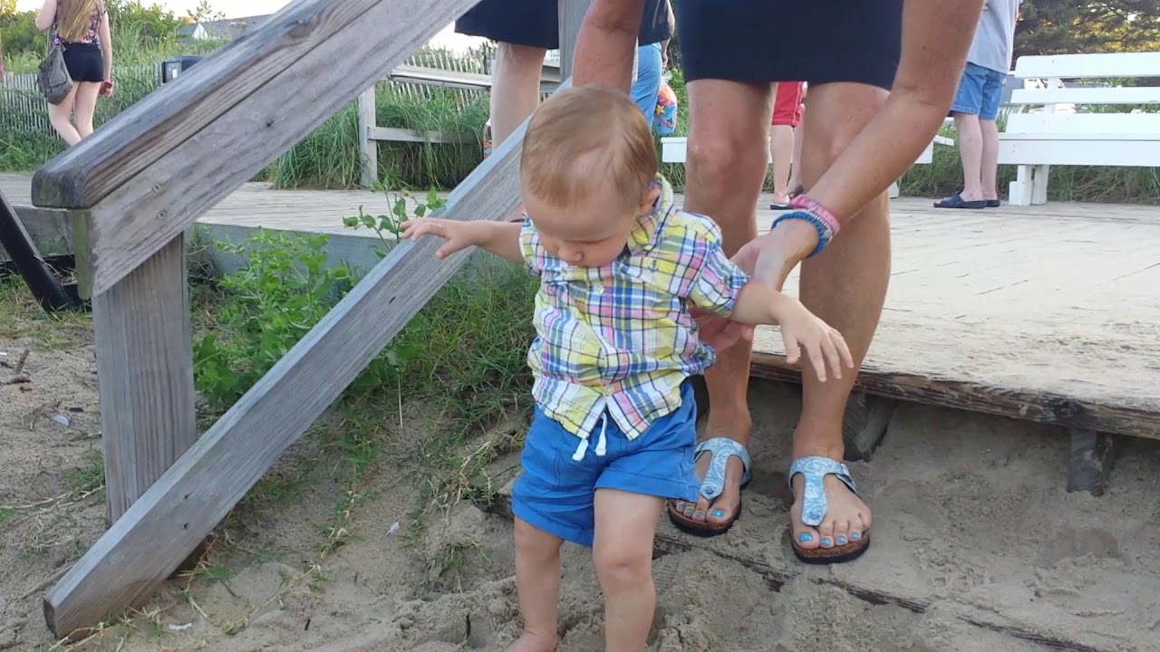 Cute Baby Feels Sand for the First Time - YouTube