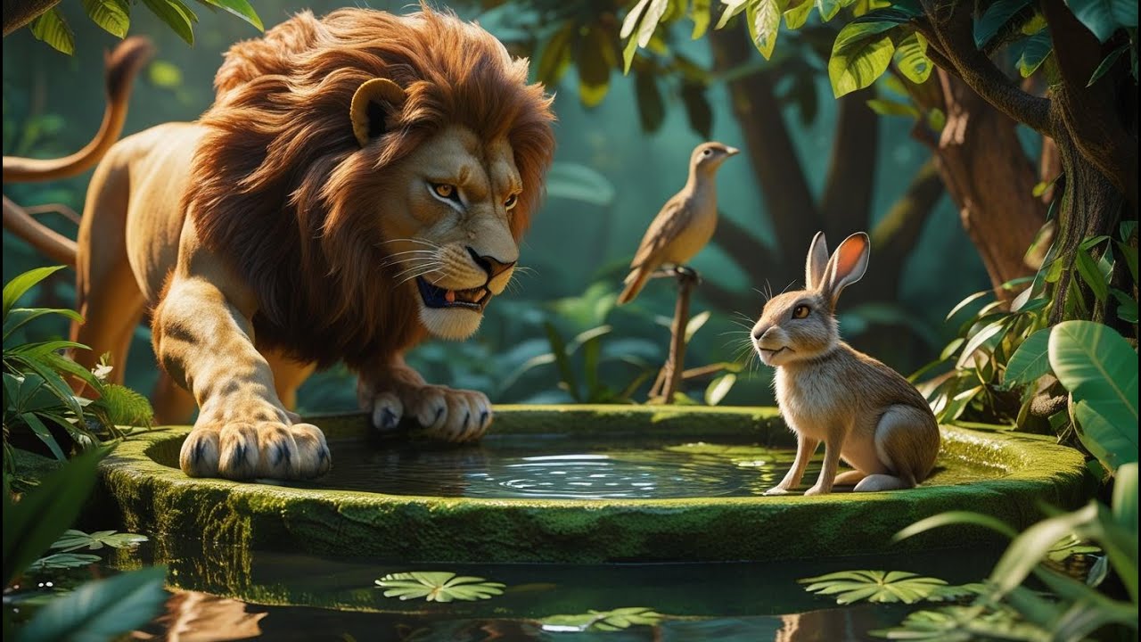 The Lion and the Hare | Moral Story for Kids | Clever Hare Outsmarts ...