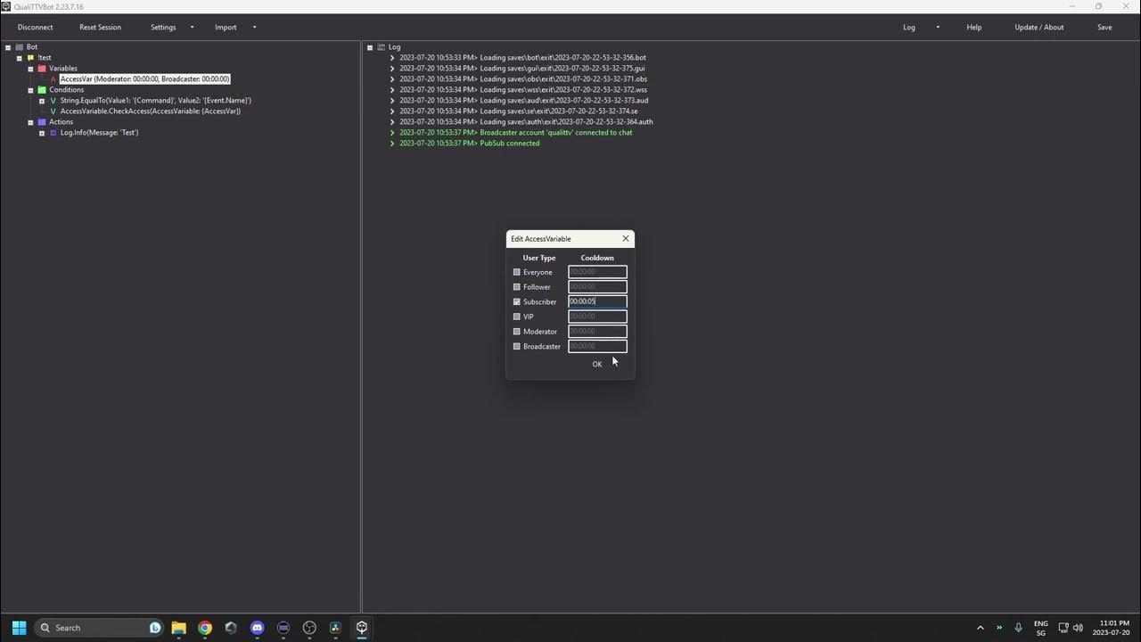 Commands - access and cooldowns in the QualiTTVBot - YouTube