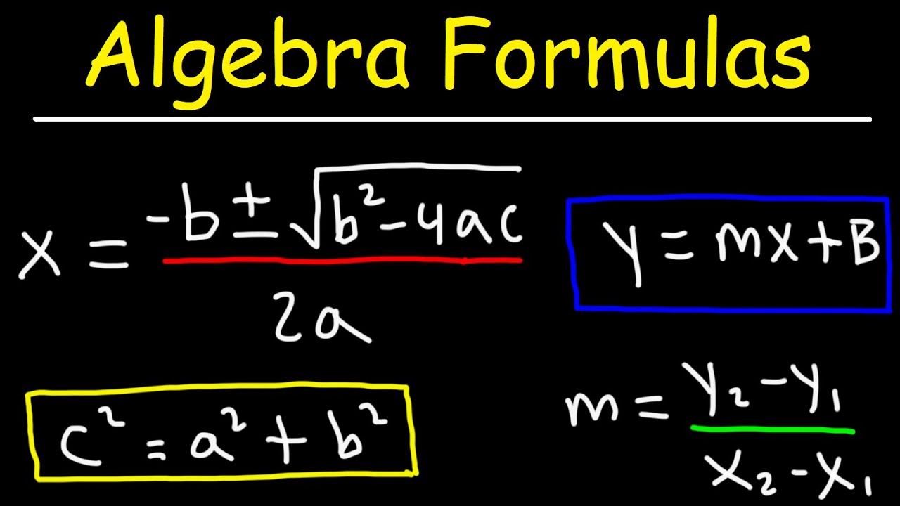 Algebra Formulas YouTube