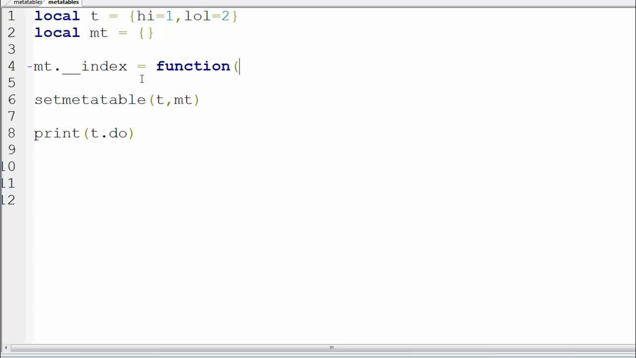 Intermediate Lua Tutorials - 1: Introduction to metatables - YouTube