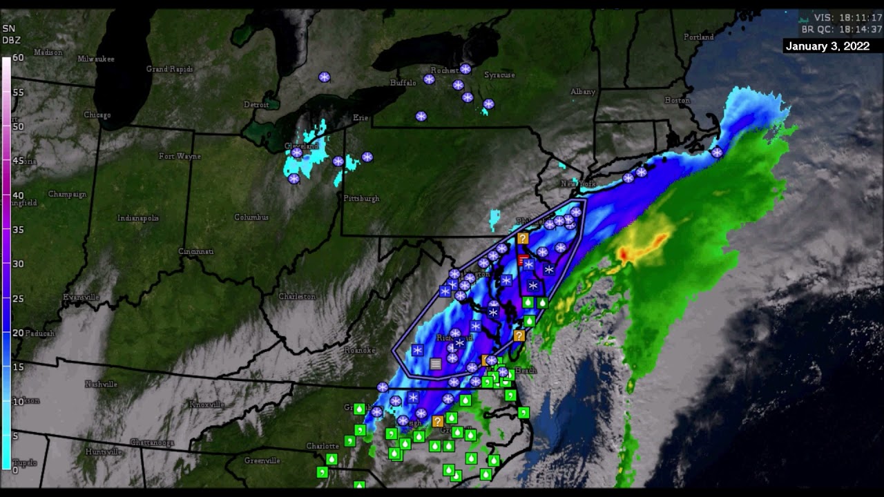 Mid Atlantic Snowstorm Radar 1-3-22 - YouTube