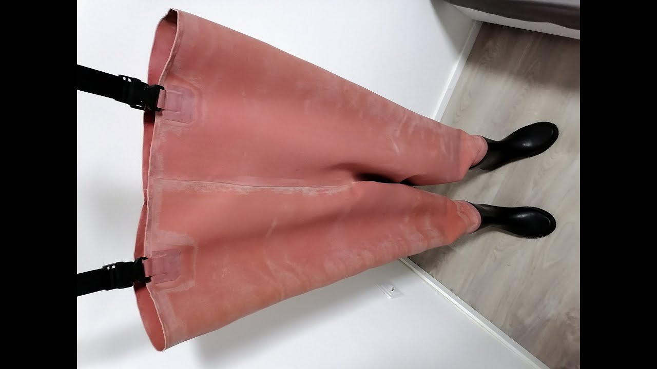HEAVY TALL SOFT RED-ISH PINK PURE RUBBER WADERS UNLINED 45+ RARE ...