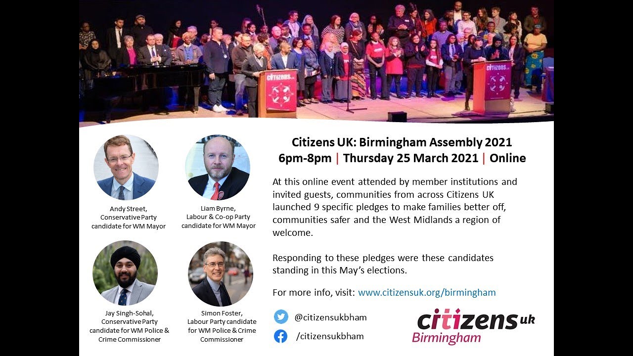 Citizens UK: Birmingham #WMElects21 Assembly - YouTube