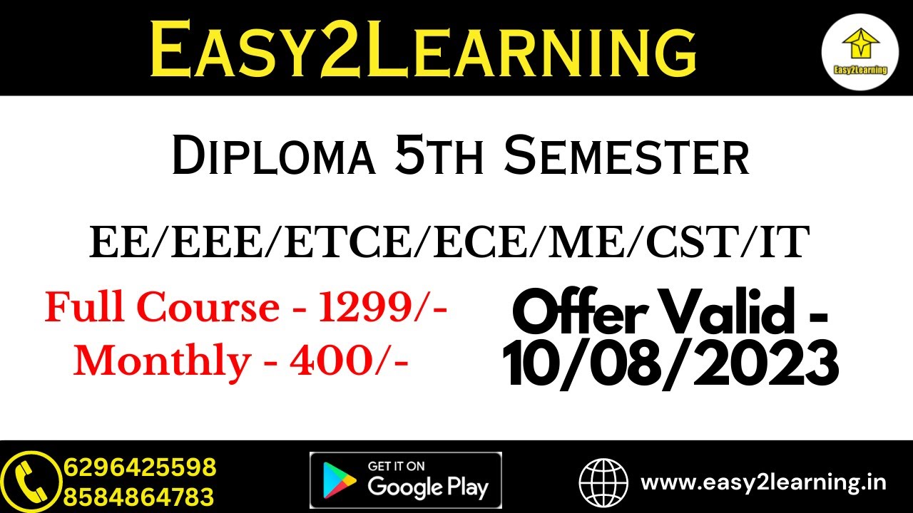 Diploma 5th Sem Tuition | EE, EEE, ETCE, ECE, CST, IT, ME | 1299/- Full ...
