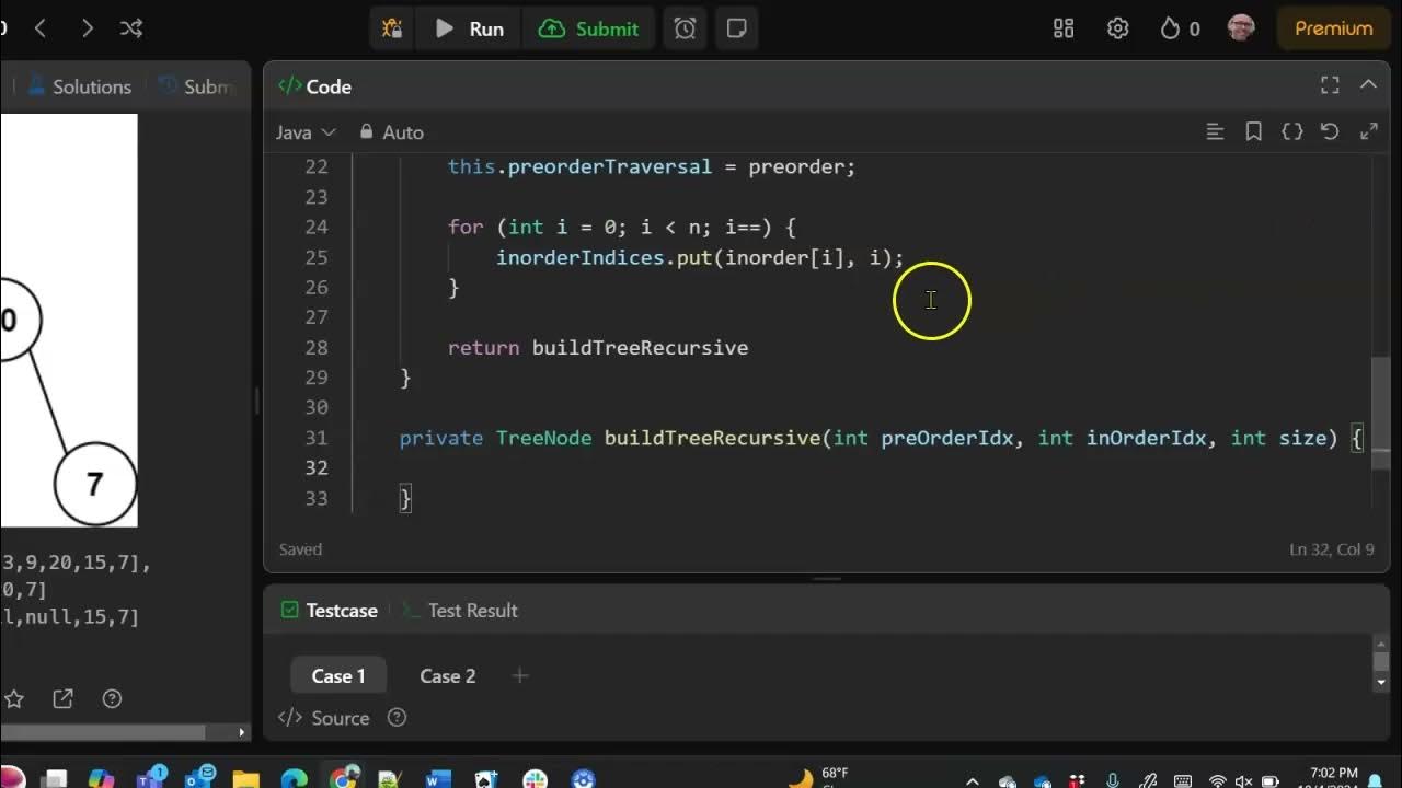 Construct Binary Tree Preorder Inorder - YouTube