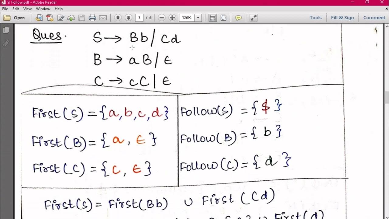 9. FOLLOW | How to calculate FOLLOW in a CFG l COMPILER DESIGN - YouTube