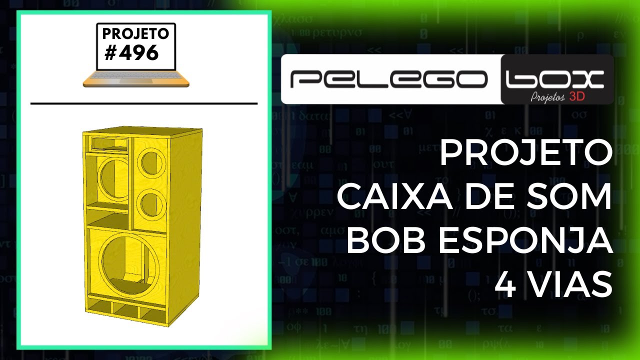 #496 CAIXA DE SOM BOB ESPONJA 4 VIAS 1 X 12" TORMENTO HVX 1K6 + 1 X 8" AUDIO 350W PROJETO PELEGO ...