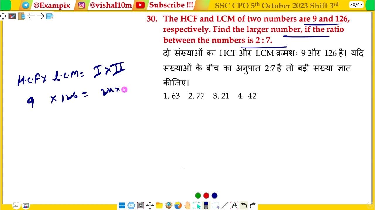 The HCF and LCM of two numbers are 9 and 126, respectively. Find the ...