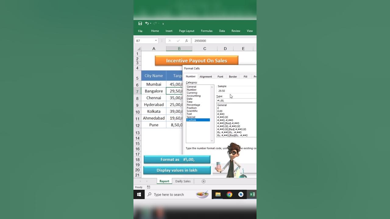 Display values in Lakh or crore in excel #excel #microsoftexcel - YouTube