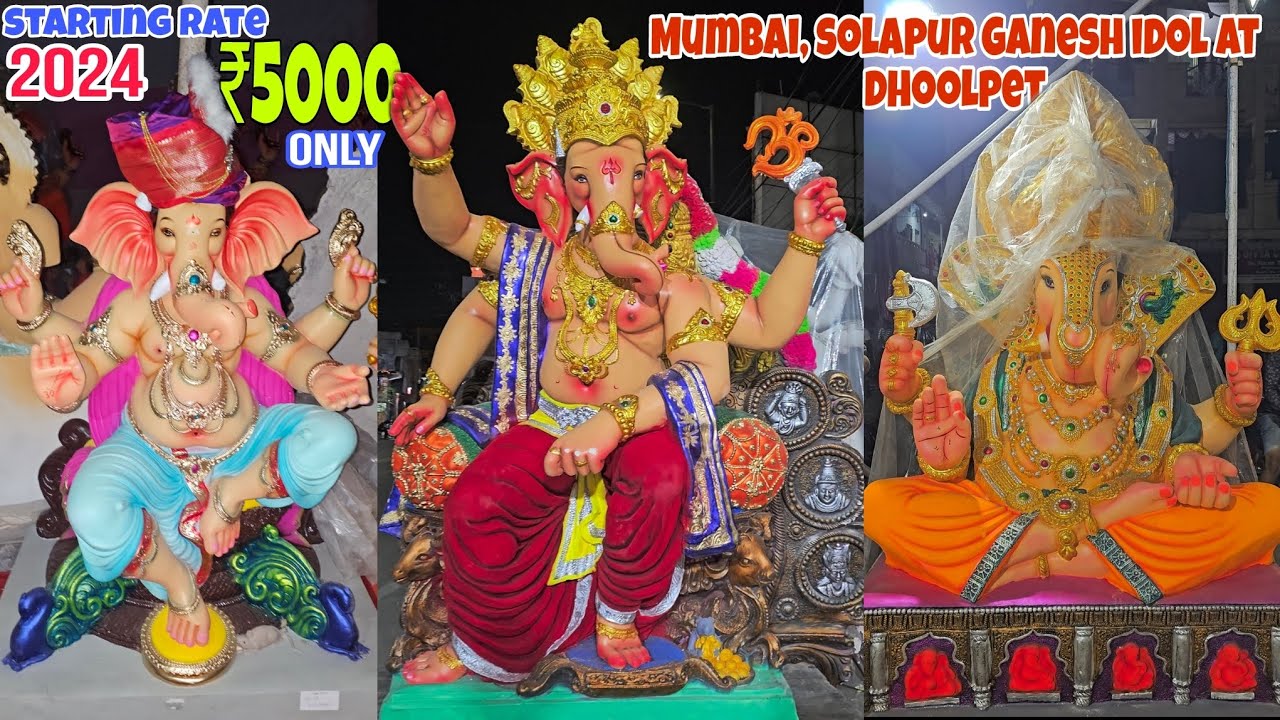 Solapur Ganesh idols at dhoolpet 2024 || Ganpati Murti Hyderabad ...