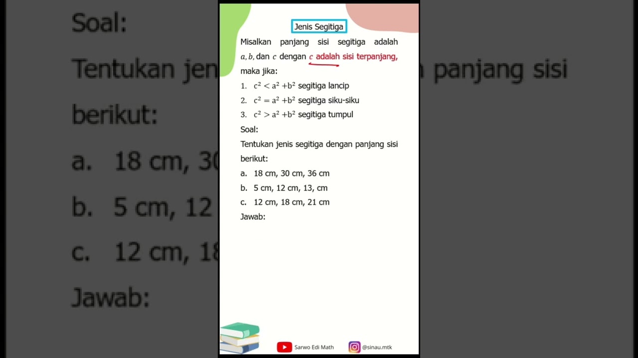 Menentukan Jenis Segitiga, Lancip, Tumpul, atau Siku-Siku - YouTube