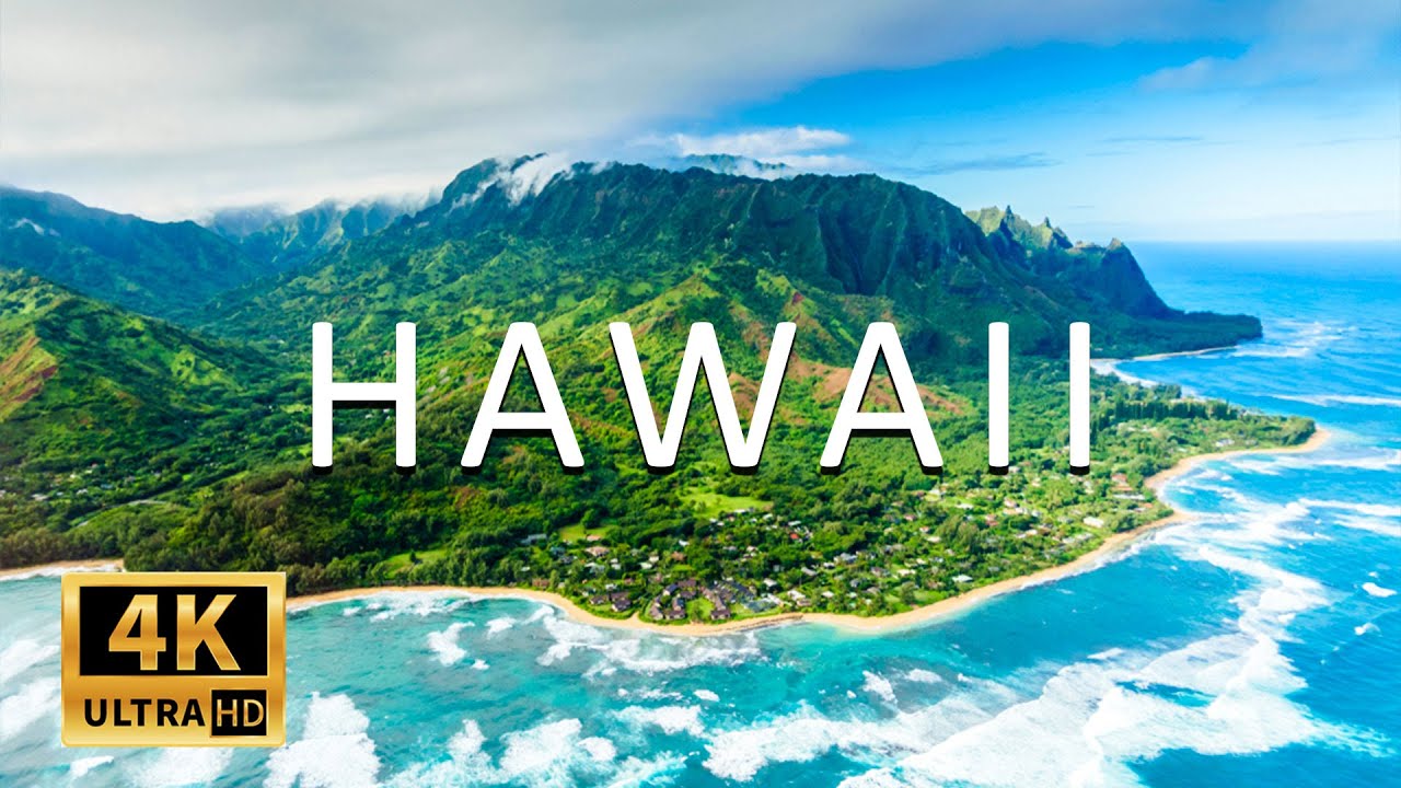 FLYING OVER HAWAII (4K UHD) - Relaxing Music Along With Beautiful ...