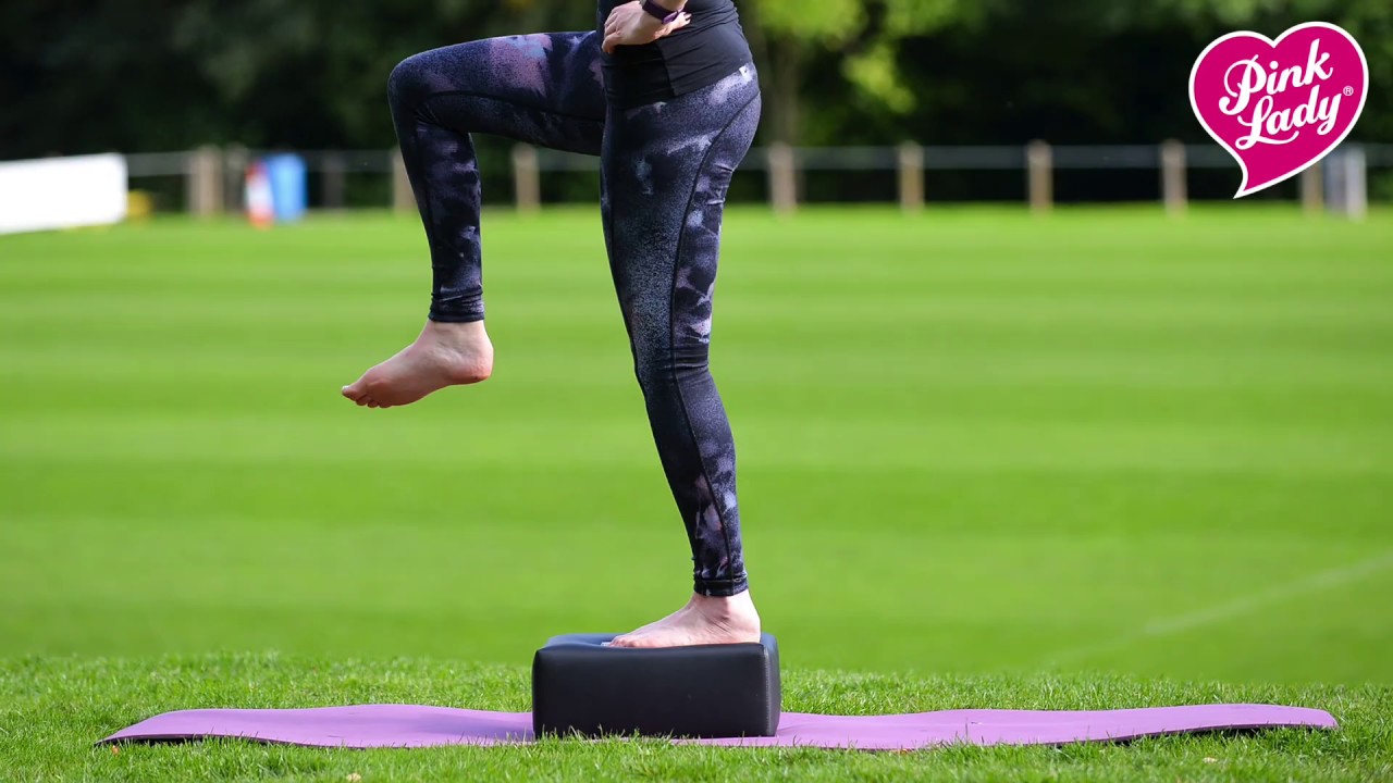 Pink Lady® Core series 6 - knee pain: standing knee folds - YouTube