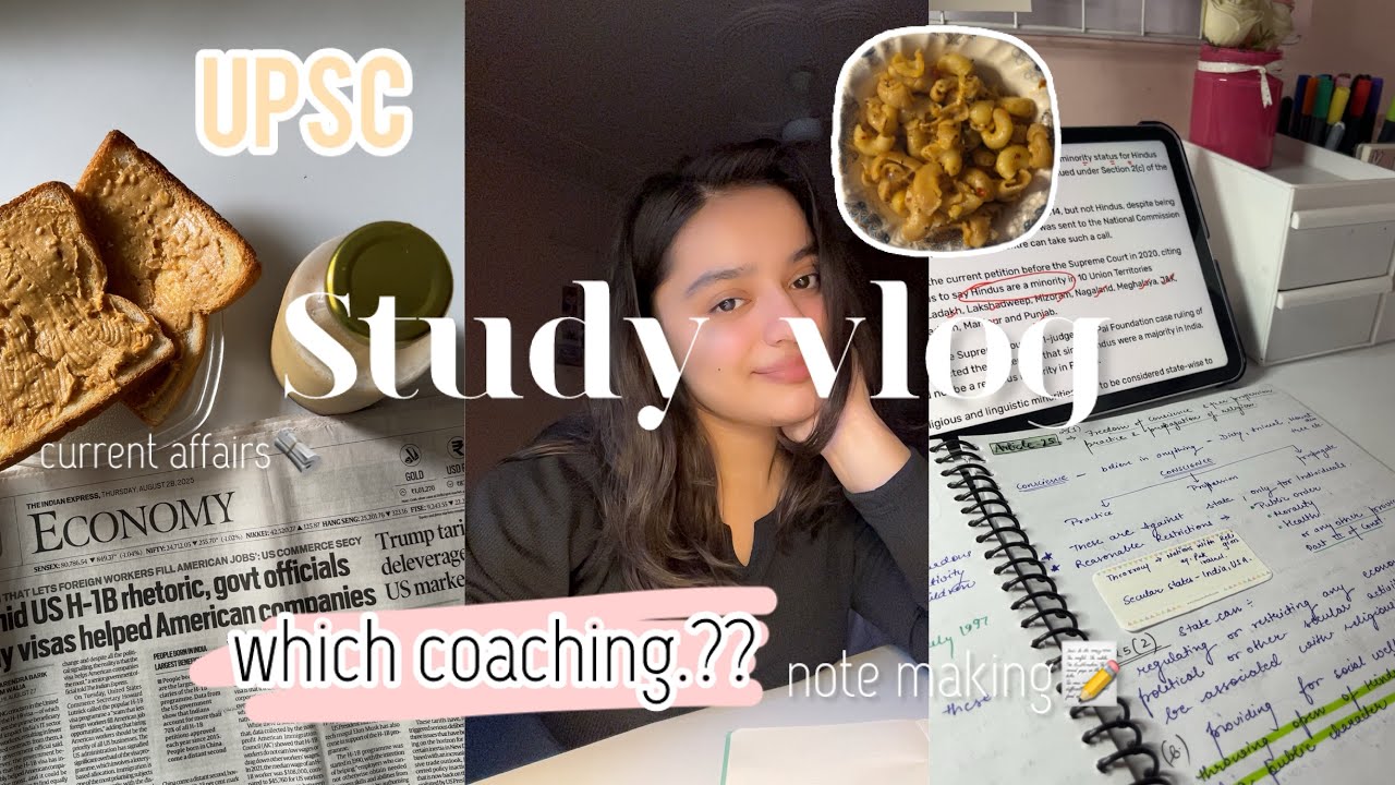 🍵📖UPSC study vlog| coaching? ,study ,productive ,note making - YouTube