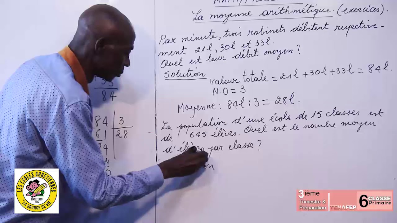 MATH/PROBLEMES LA MOYENNE ARITHMETIQUE - YouTube