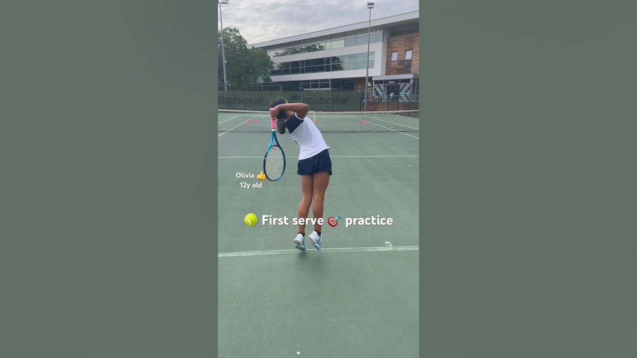🎾🎯 Tennis first serve target practice - Olivia 12y old - accuracy and speed - YouTube