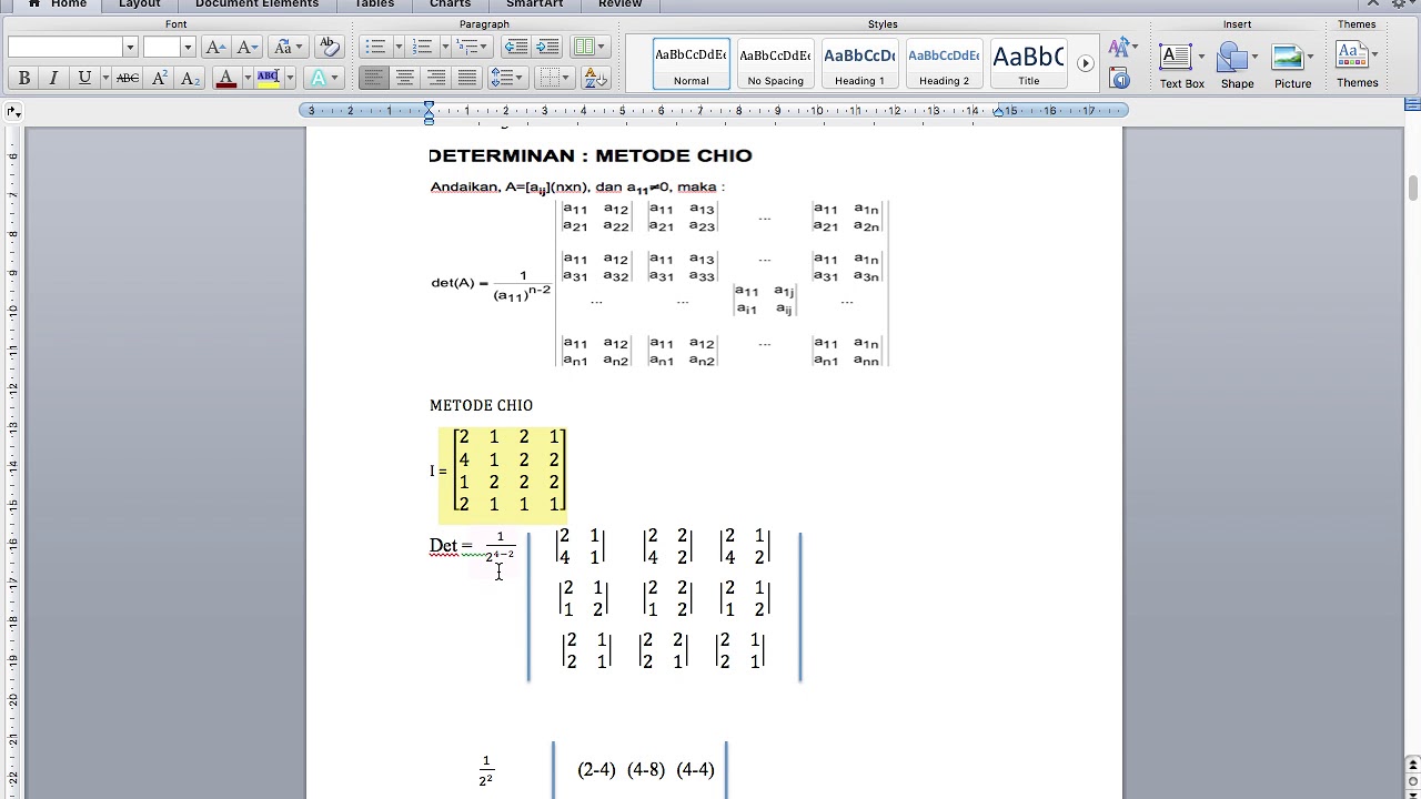 PENYELESAIIAN MATRIKS DENGAN METODE CHIO - YouTube