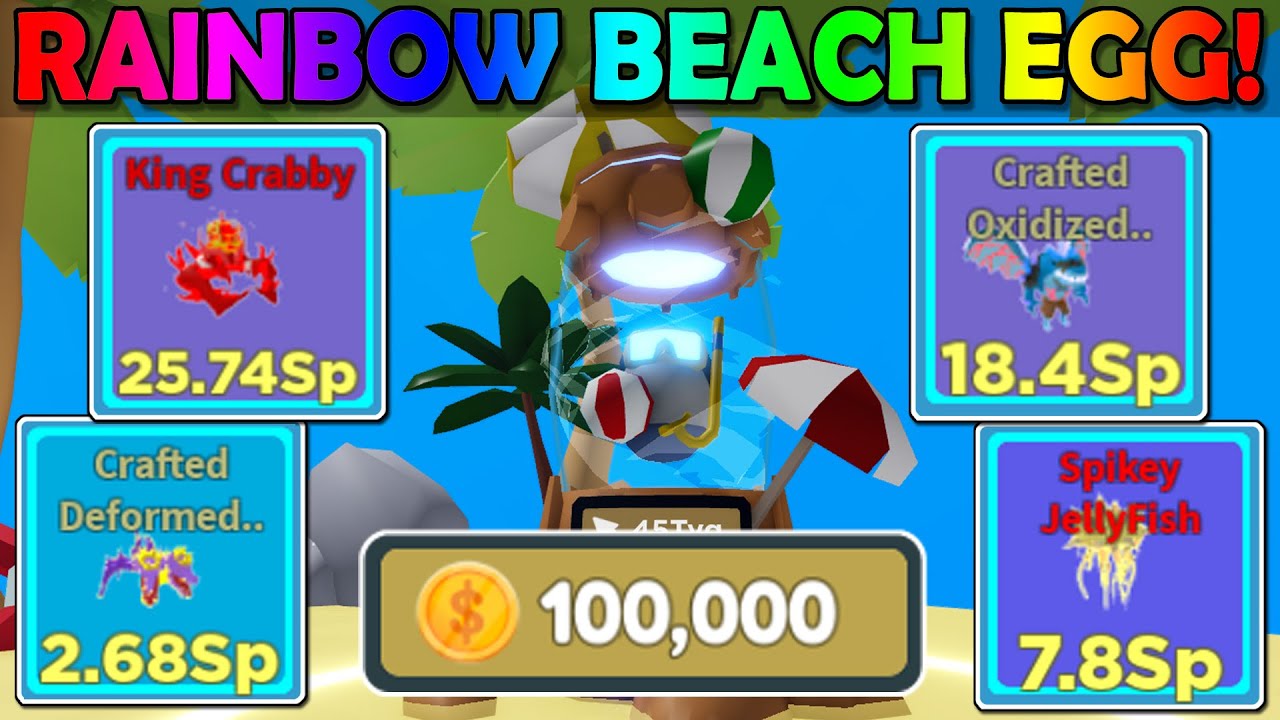 100,000 Tokens RAINBOW ONLY Beach Egg In Clicker Simulator Roblox! BEST ...