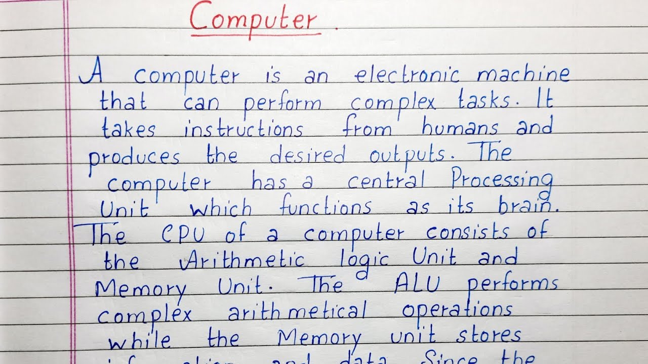 Write a short essay on Computer | English - YouTube