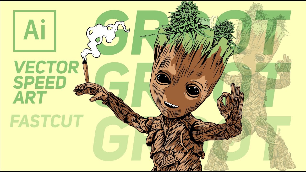 GROOT VECTOR ART / SPEED ART (FASTCUT) / ADOBE ILLUSTRATOR - YouTube
