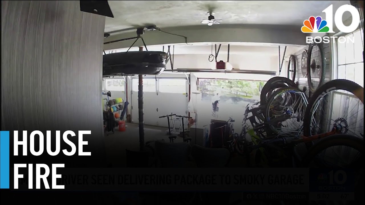 Amazon driver seen delivering package to house on fire - YouTube