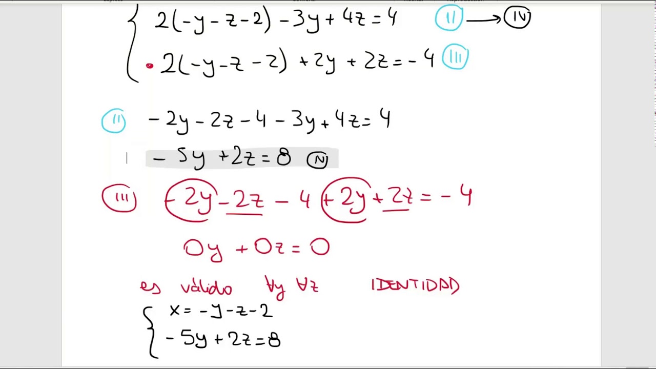 Sistema de ecuaciones 3x3 compatible indeterminado - YouTube