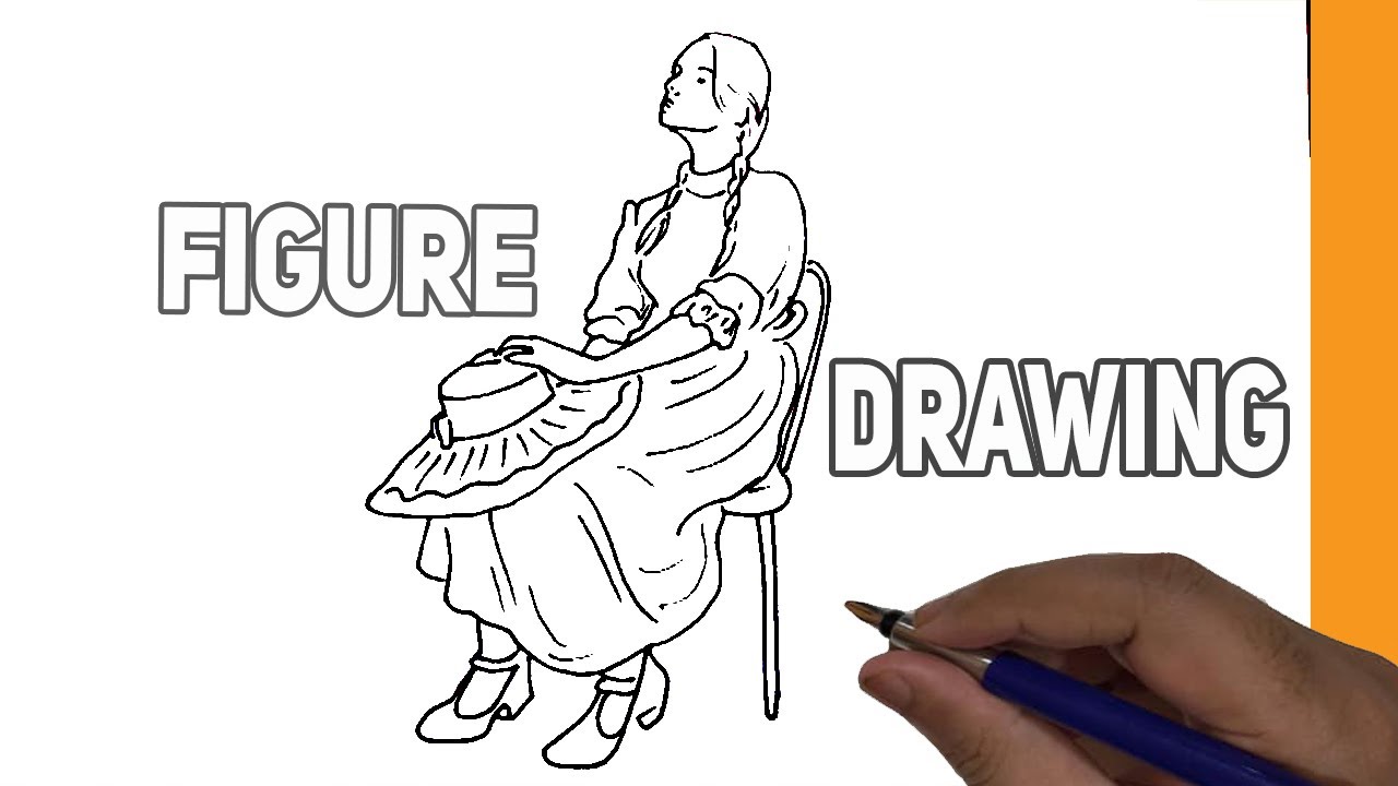 Female Figure Line Drawing. Drawing Of a Lady with Hat. - YouTube