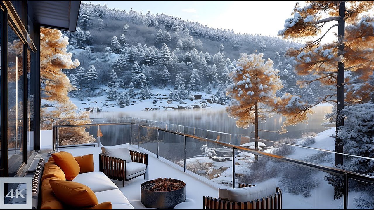 Cozy Winter ️ Jazz Harmony: Lakefront Porch Ambience 🎶 - YouTube