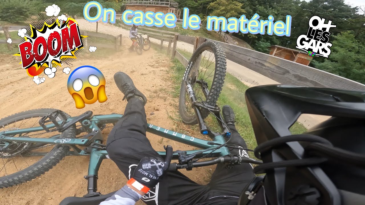 CHUTE VTT EN PLEIN SUR LA BARRIERE 😱 air line vbc bike park // GoPro ...