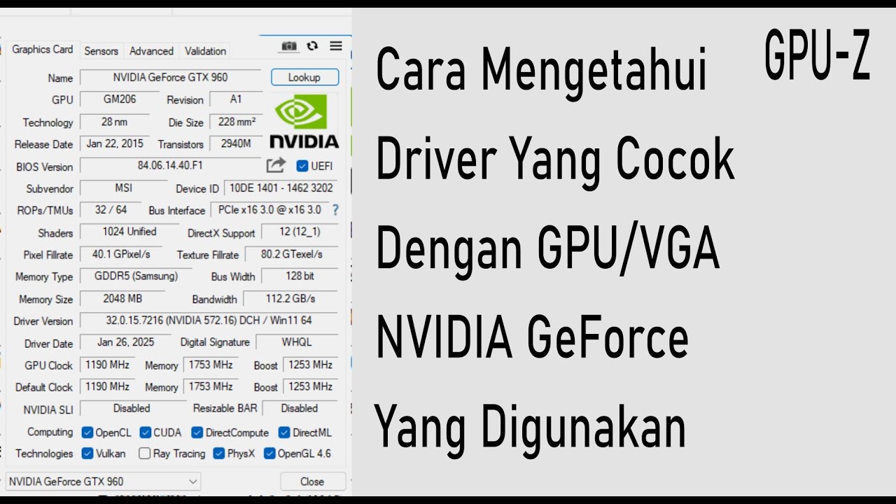 Cara Mengetahui Driver Yang Cocok Dengan GPU VGA NVIDIA GeForce Yang ...