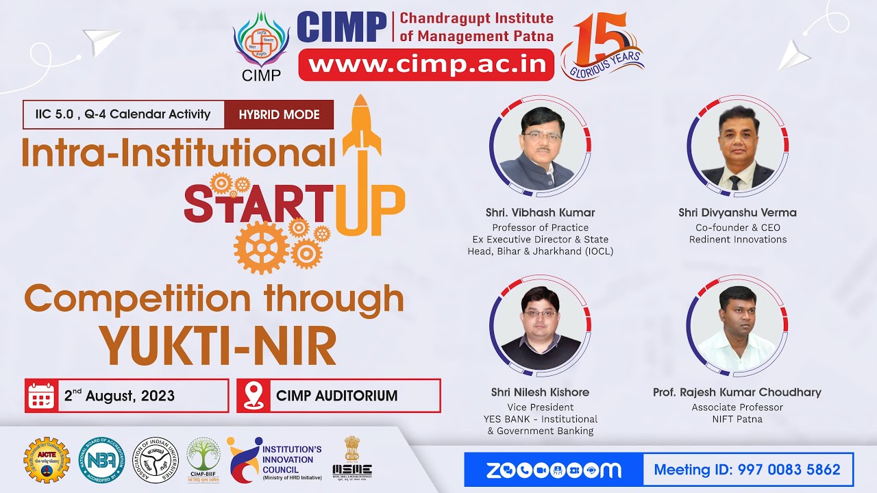IIC: Intra-Institutional STARTUP Competition through YUKTI-NIR - YouTube
