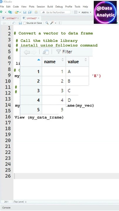 Create dataframe from vector using R - YouTube