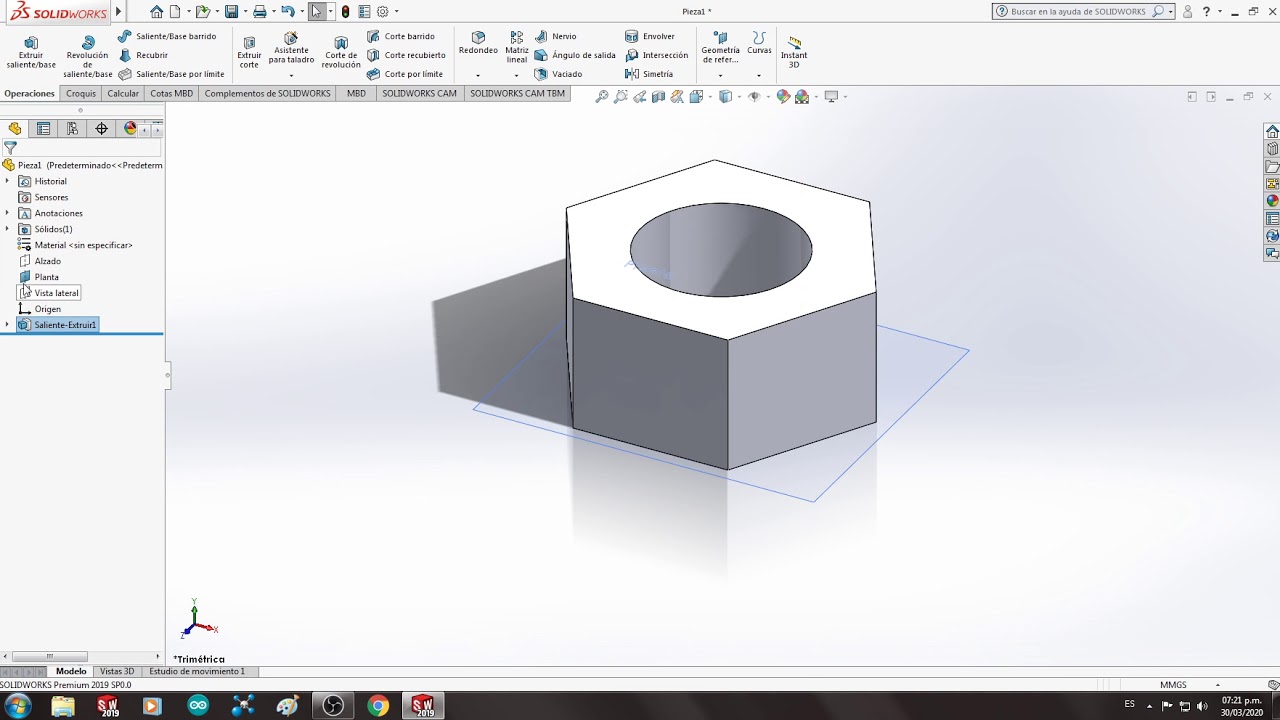 EXTRUIR CORTE POR REVOLUCIÓN - SOLIDWORKS - YouTube