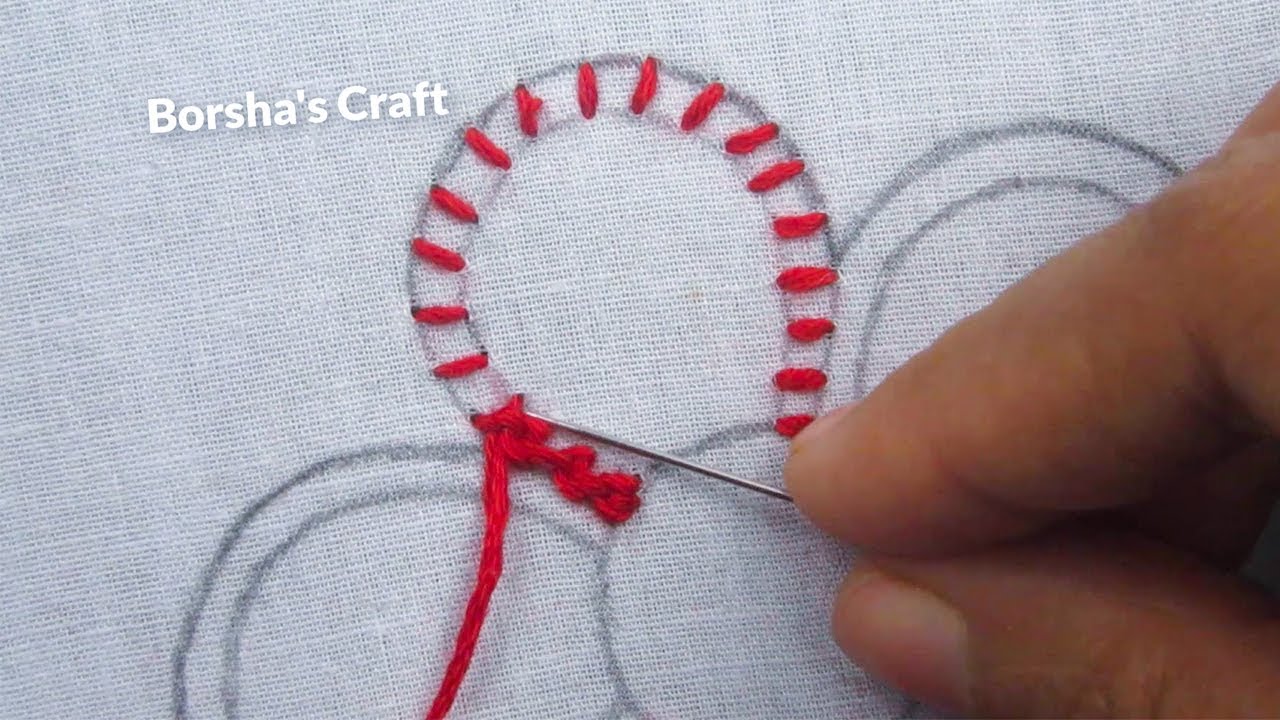 Hand Embroidery, Raised chain Stitch, Fantasy Flower Embroidery - YouTube