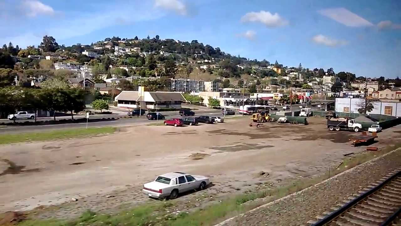 Caltrain approaching Belmont - YouTube