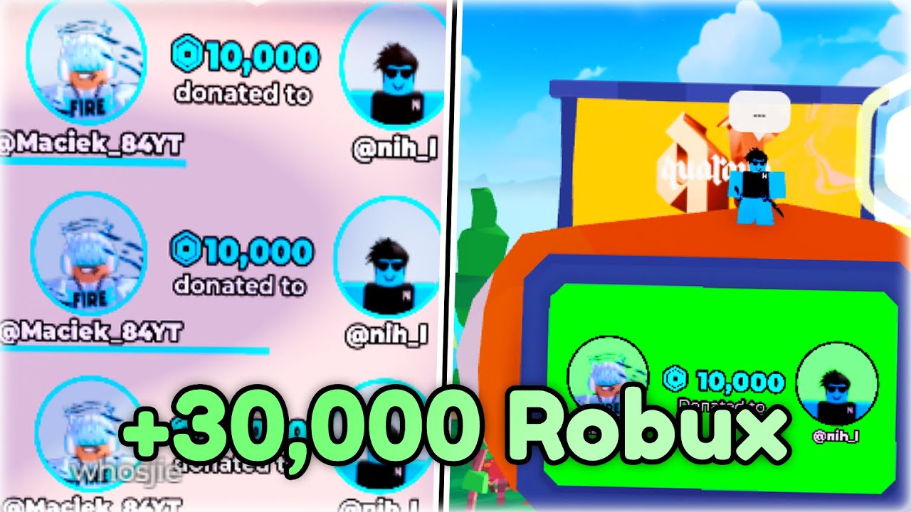 I was donated $30,000 Robux in PLS DONATE by @Maciek_84... - YouTube