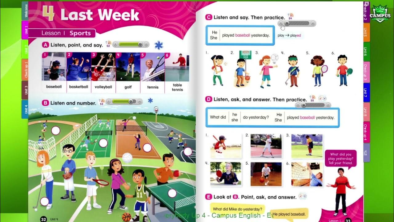 Everybody Up 4 - Unit 4 - Last Week - Lesson 1 - Sports - YouTube