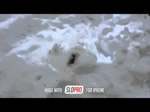 Fiery snow explosion land mine slow motion small scale - YouTube
