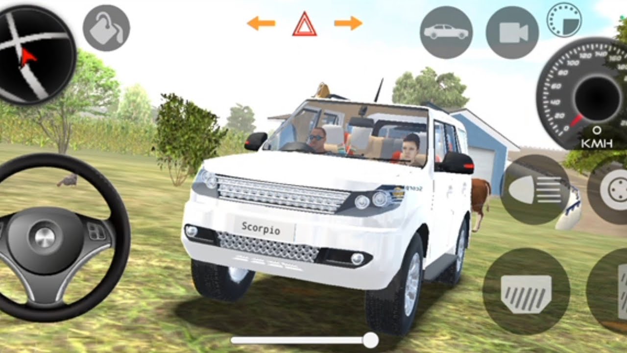 Indian car simulator 3d game || white colour Scorpio car village ...