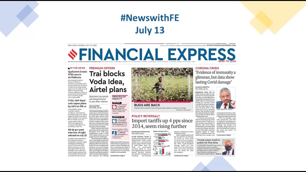News with Financial Express July 13, 2020 | News Analysis by Sunil Jain ...