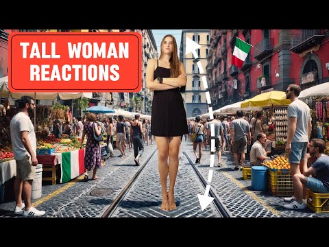 Reactions to an extremely tall woman in Naples, Italy
