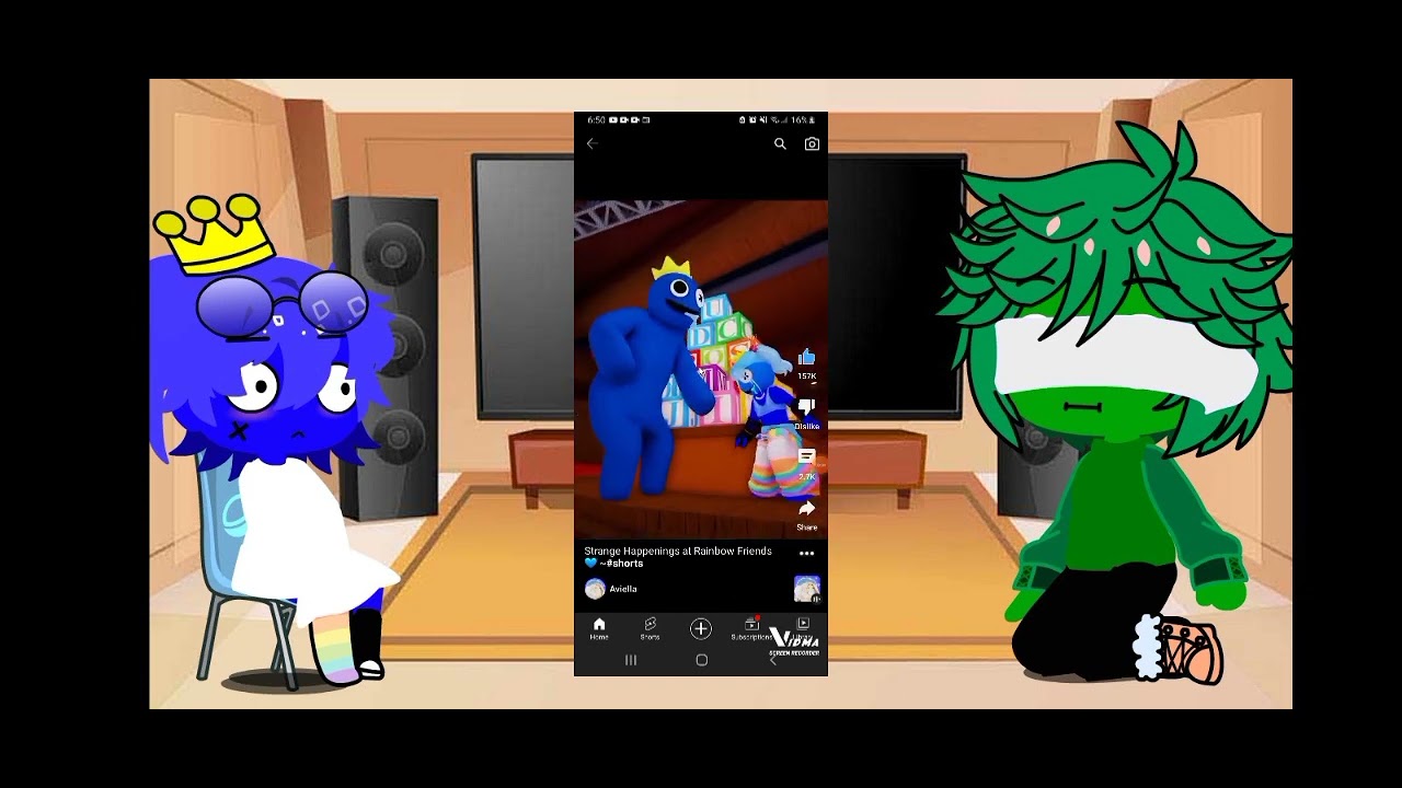 rainbow friends blue and green react - YouTube