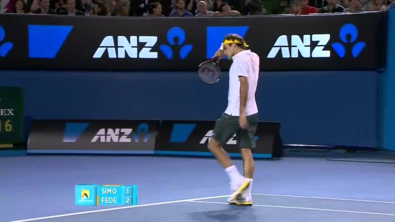 Federer backhand smash against Simon Australian open - YouTube