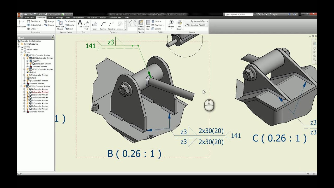 Task 3: Creating the Excavator Arm Fab Assembly Drawing - YouTube