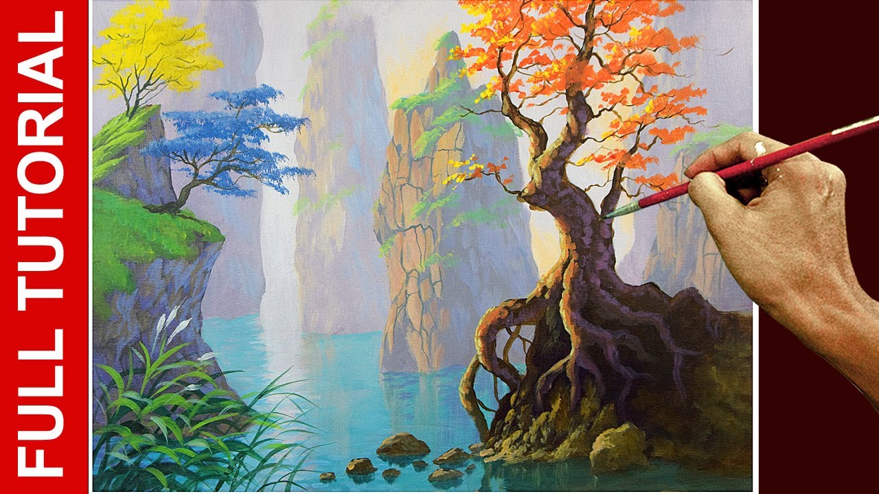 Tutorial: How to Paint Fantasy Landscape in Acrylics / JMLisondra - YouTube