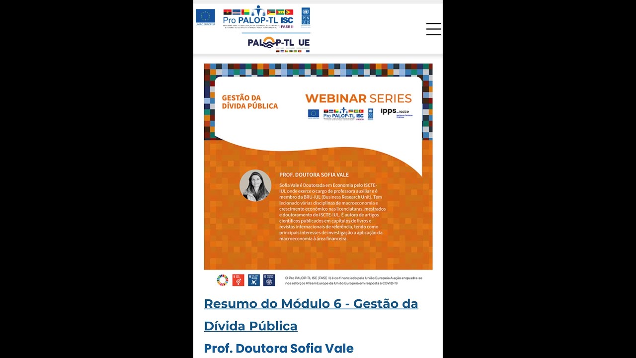 Módulo 6: “Gestão da Dívida Pública”, Prof. Doutora Sofia Vale (7) - YouTube