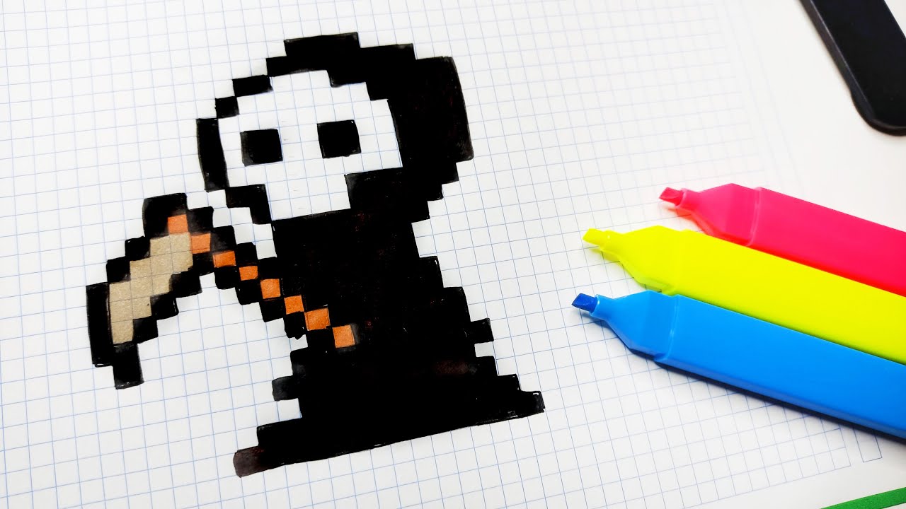 Halloween Pixel Art - How to draw Death #pixelart - YouTube