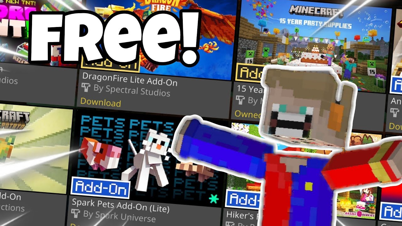 Vi mostro TUTTI gli ADDONS FREE nel MARKETPLACE di Minecraft Bedrock ...