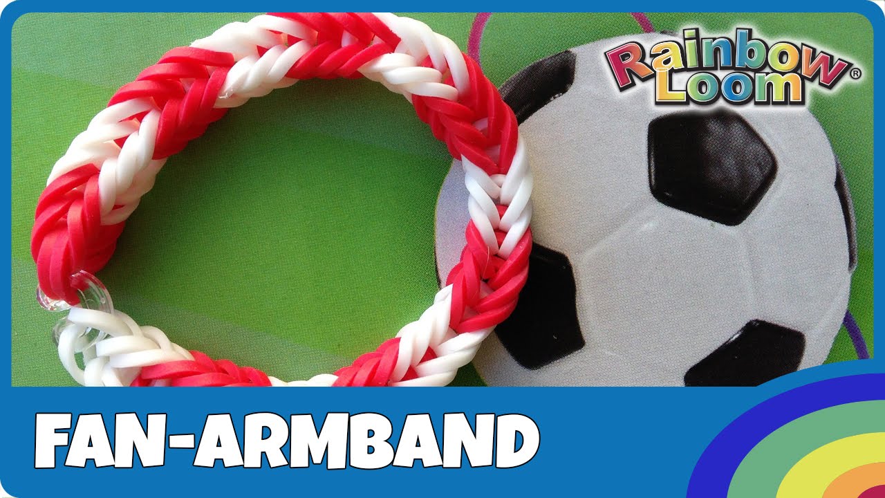 Rainbow Loom Fussball-EM Fan-Armband - deutsche Anleitung - YouTube